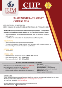 Short Course in Numeracy 2024 - IUM